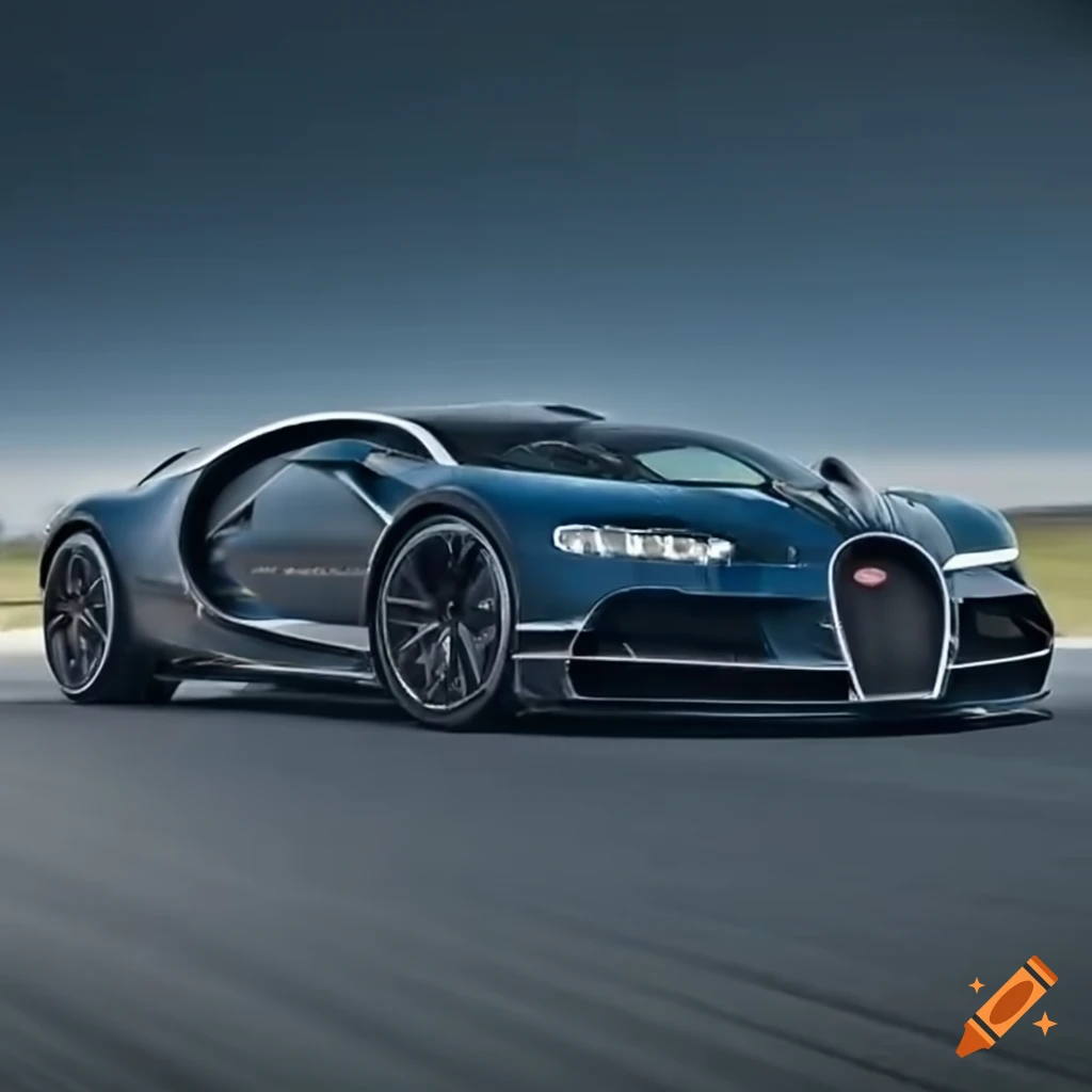 Bugatti driving on a track on Craiyon