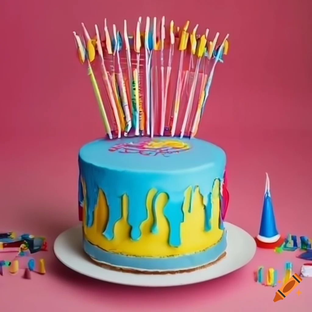 Colorful birthday cake with chevrolet corvette c3 theme on Craiyon