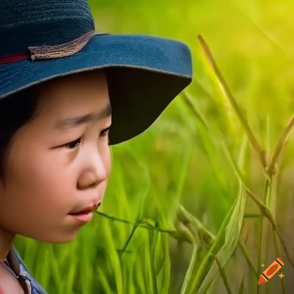 Chinese girl working in a field on Craiyon