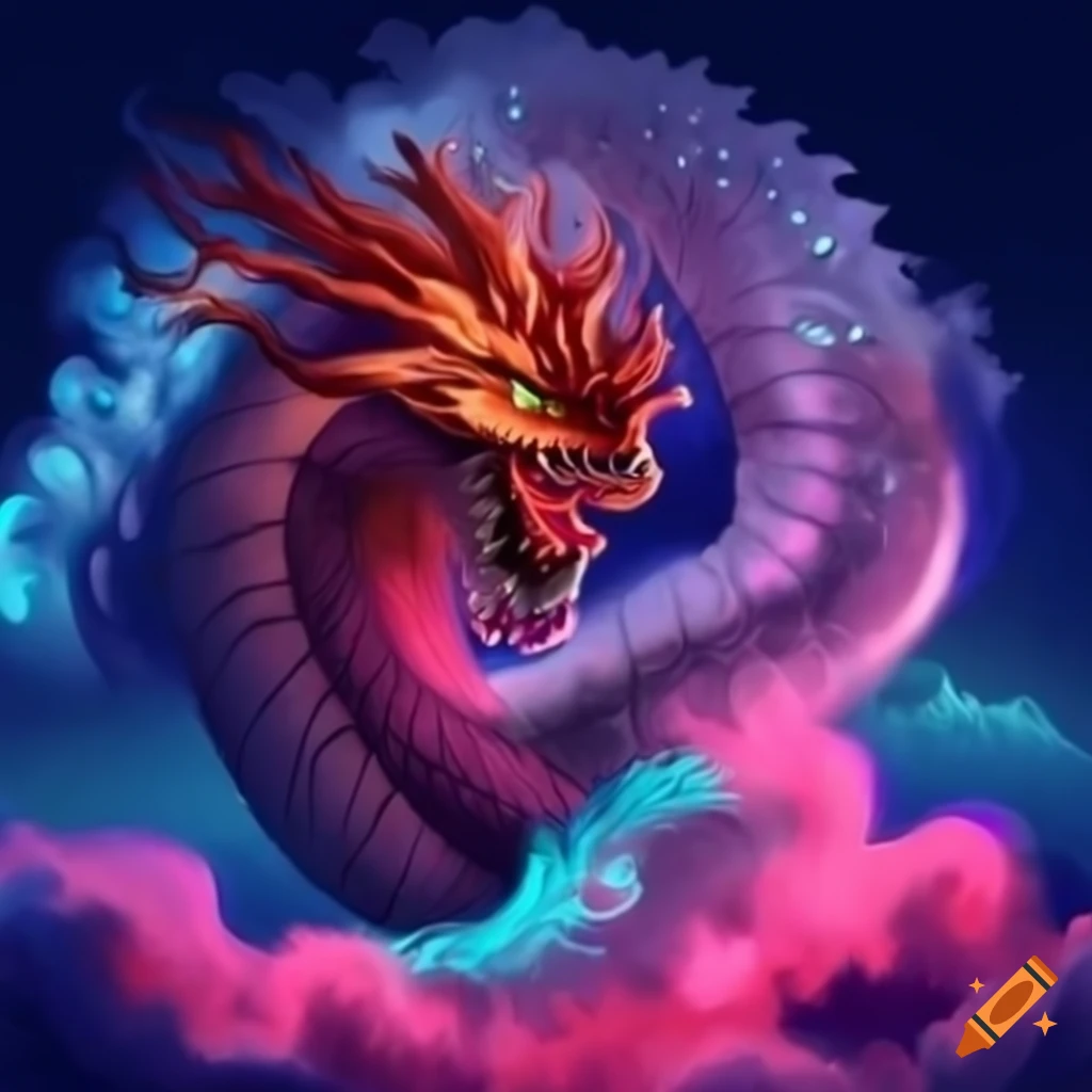 Mythical Japanese cloud dragon illustration on Craiyon