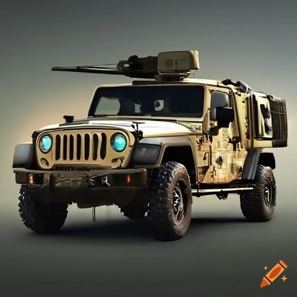 Modern militarized jeep on Craiyon