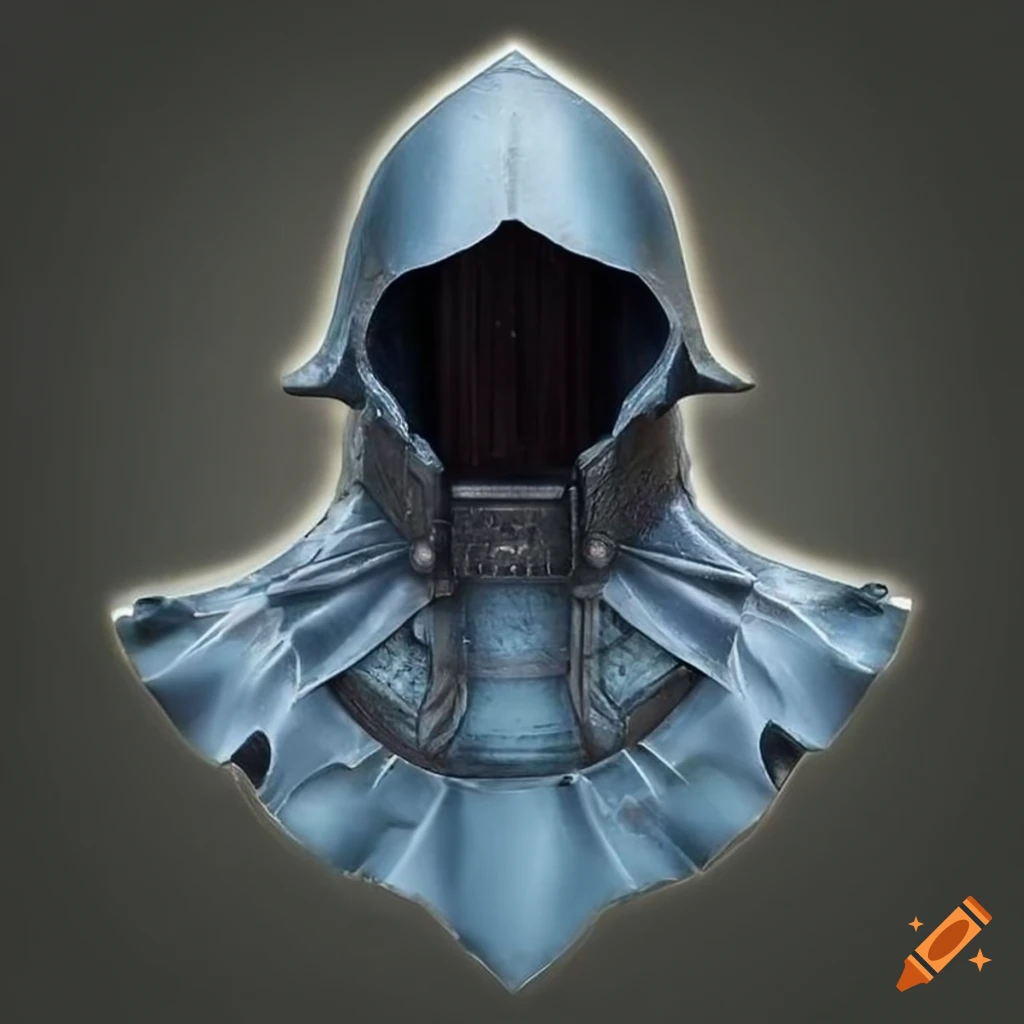 Light magical empty cowl in detailed medieval style from the front on ...