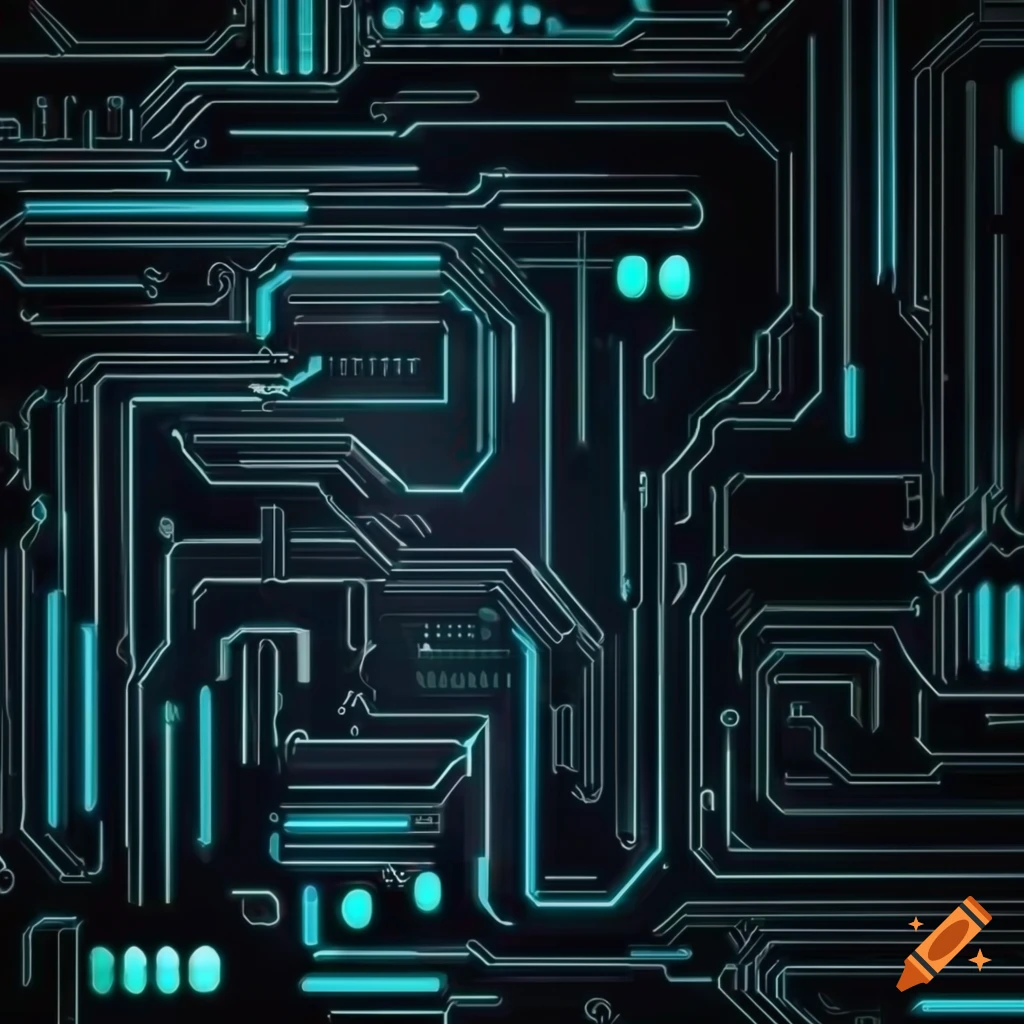 Modern electronic black circuit pattern wallpaper on Craiyon