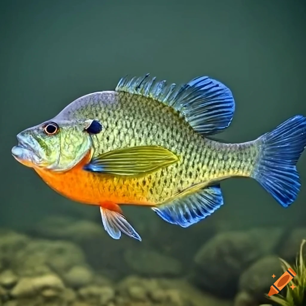 Bluegill fish underwater on Craiyon