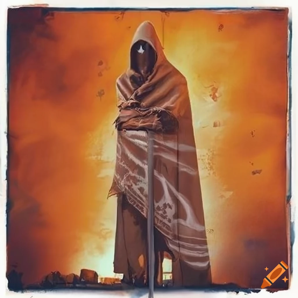 Apocalyptic orange, white, and brown gonfalon on Craiyon