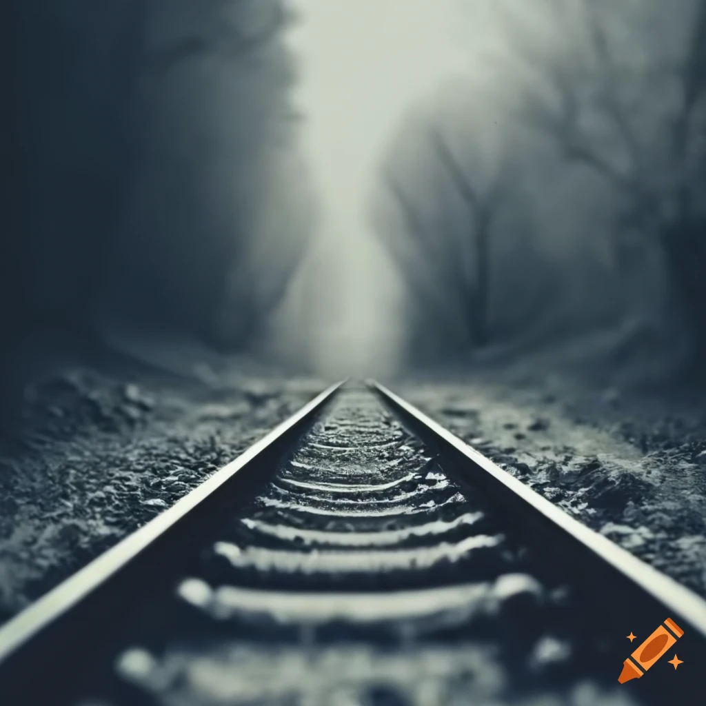 Dark railway track on Craiyon