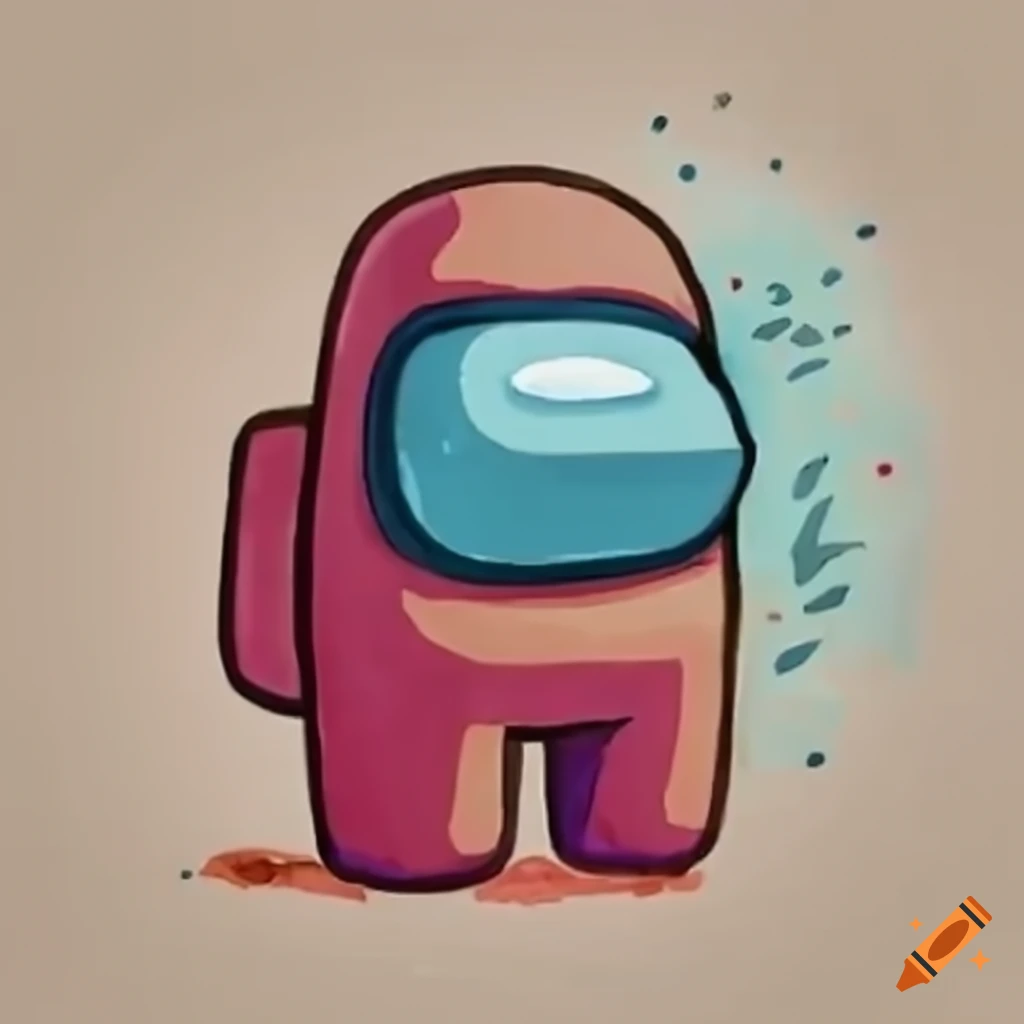 Among Us imposter eating a brick on Craiyon