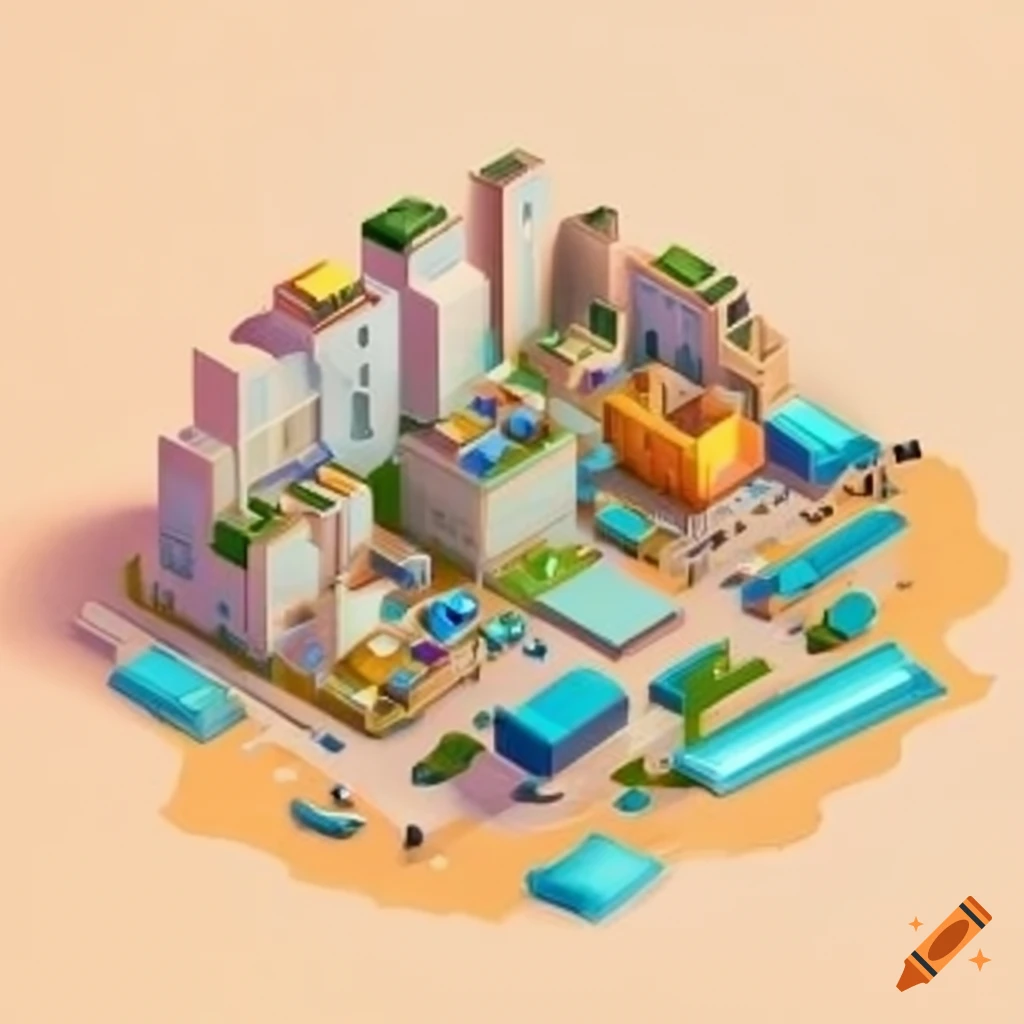 Isometric city map for boardgame on Craiyon