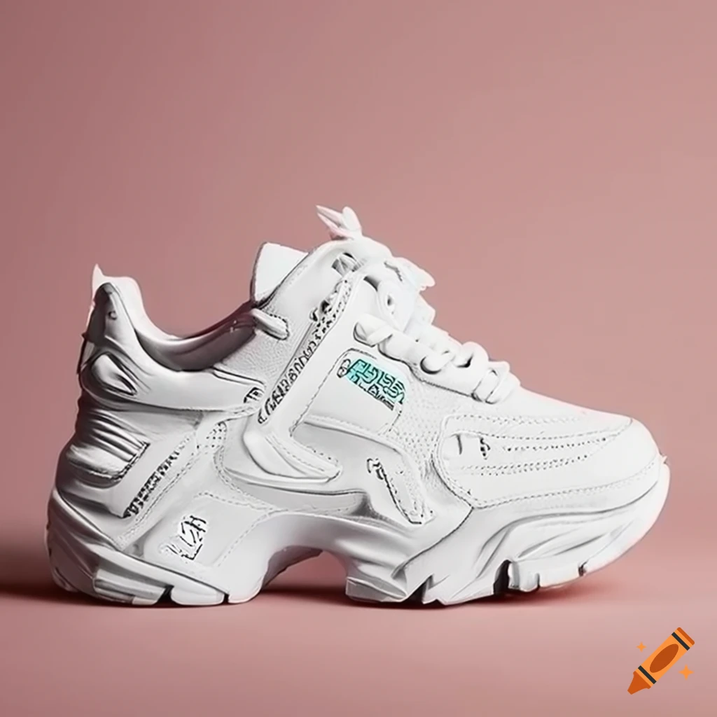 White chunky cyber-themed sneaker for women on Craiyon