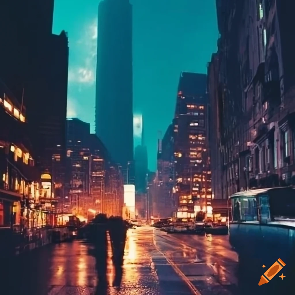 Retro 70s cityscape captured on 35mm film on Craiyon