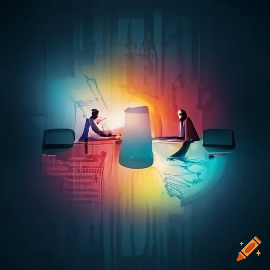 Business people meeting in an abstract setting on Craiyon