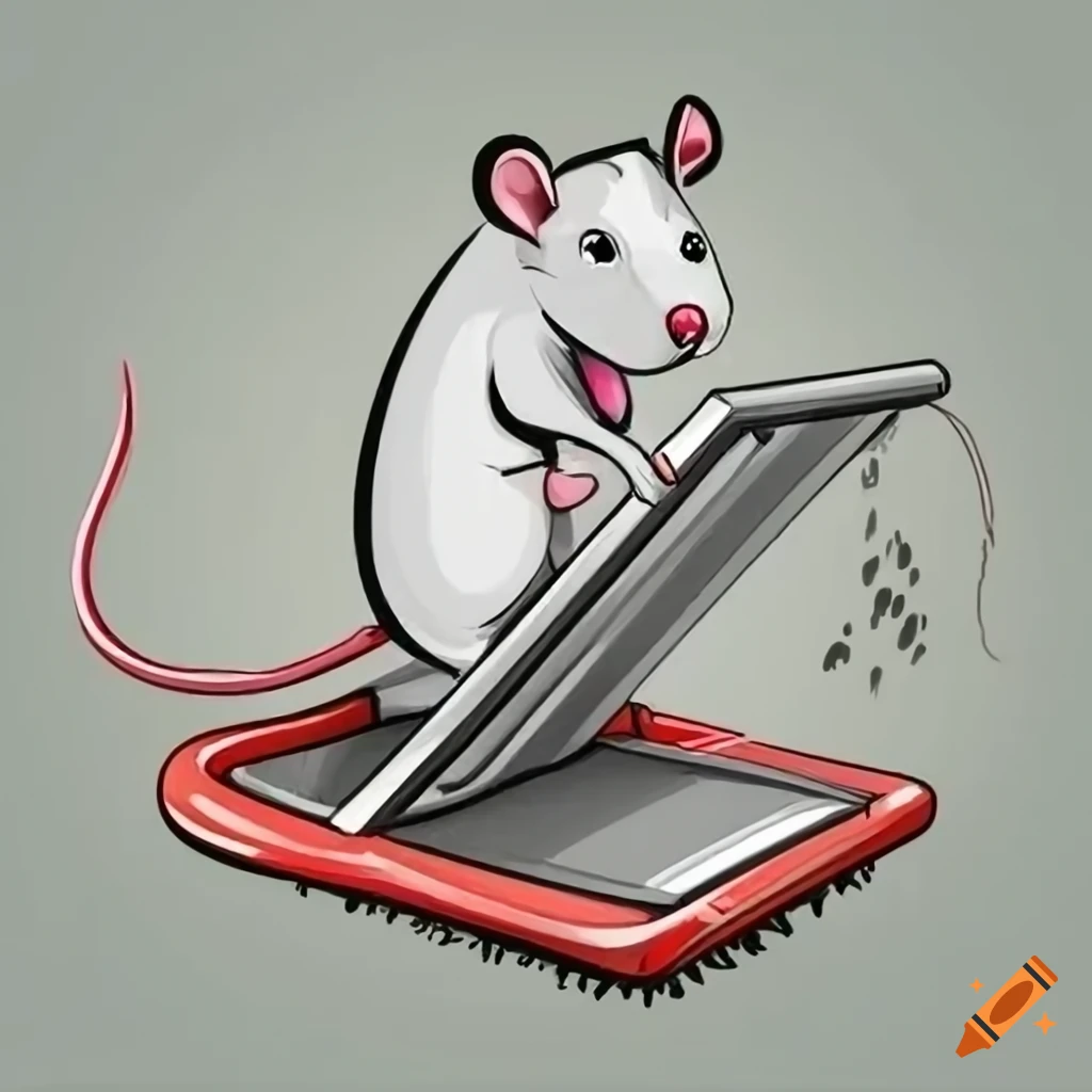 White rat on treadmill cartoon on Craiyon