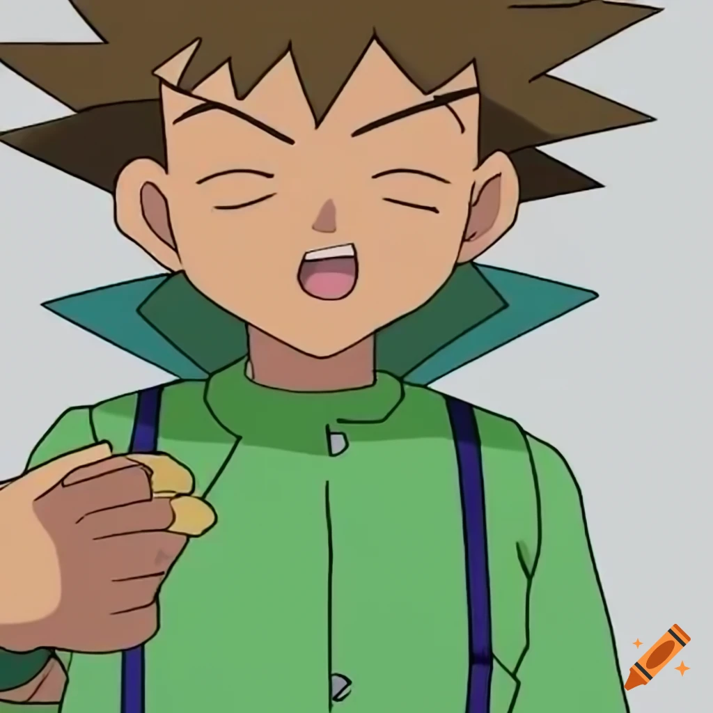 Brock from pokemon in green attire on white background on Craiyon