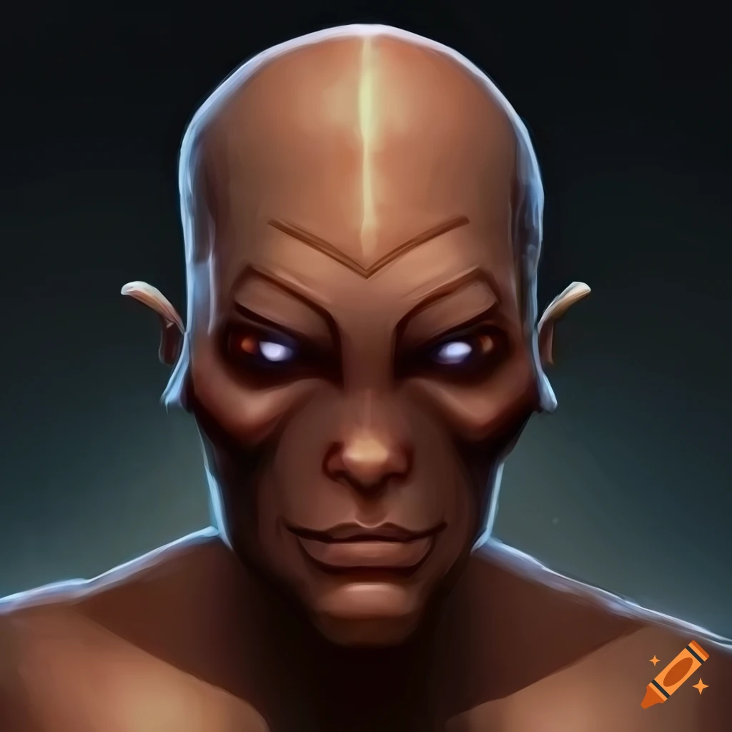 Sci-fi fantasy race men with oblong faces in digital art on Craiyon