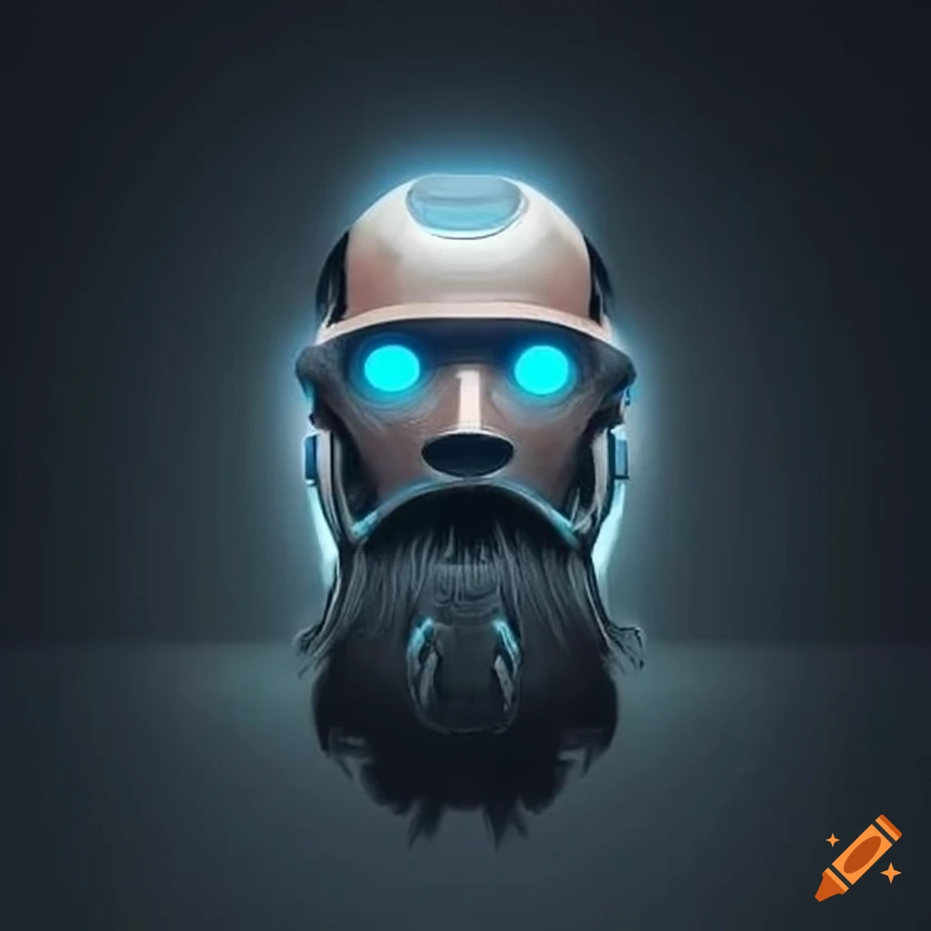Bearded robot logo design on Craiyon