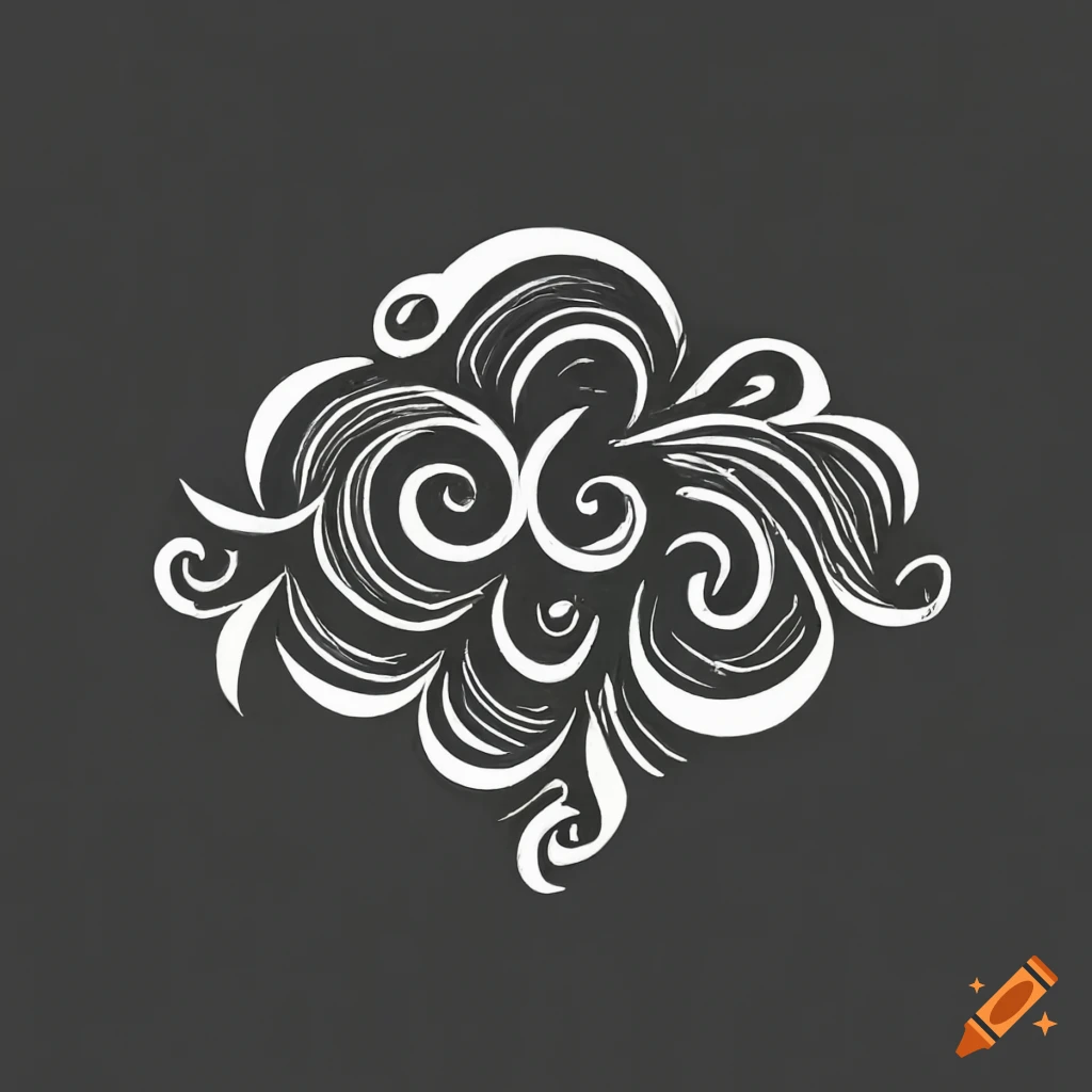 Tribal design of a dark storm cloud on Craiyon