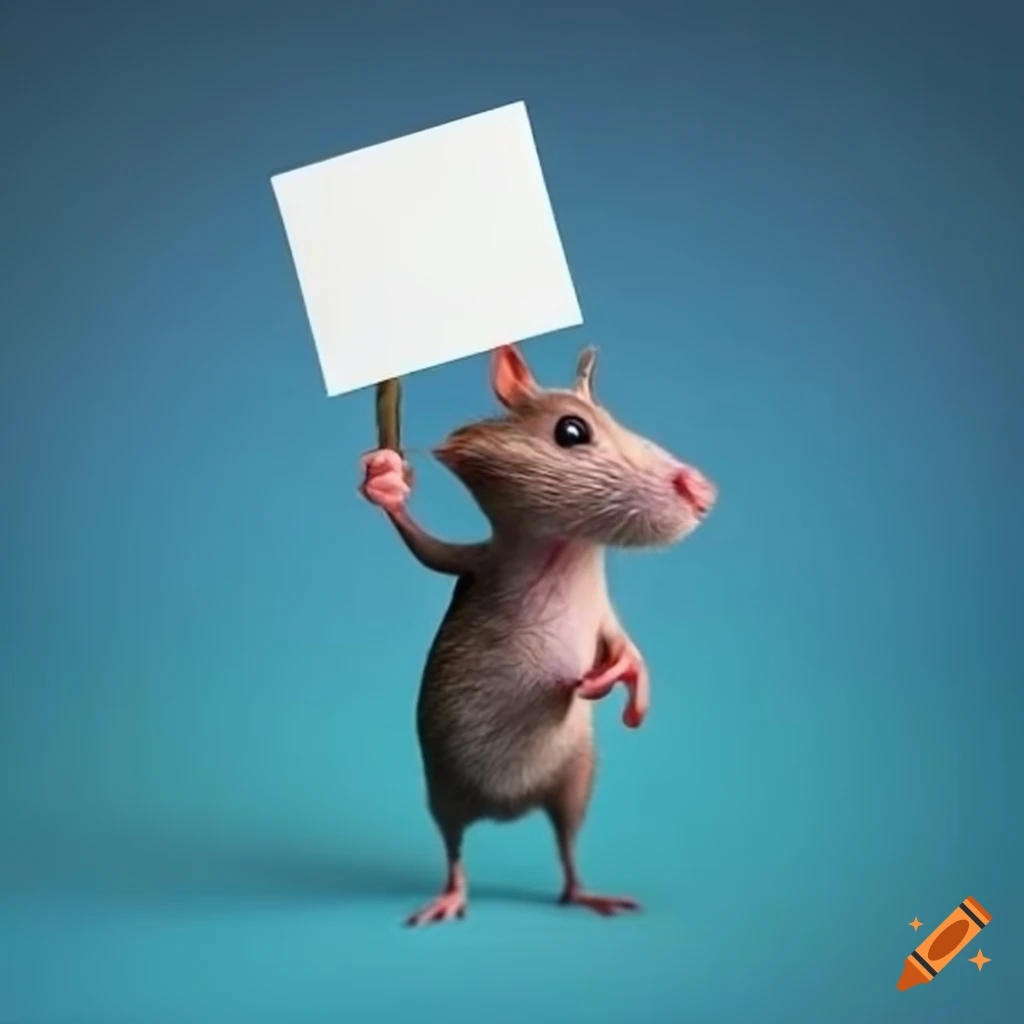 Rat in a bow tie holding a blank sign on Craiyon