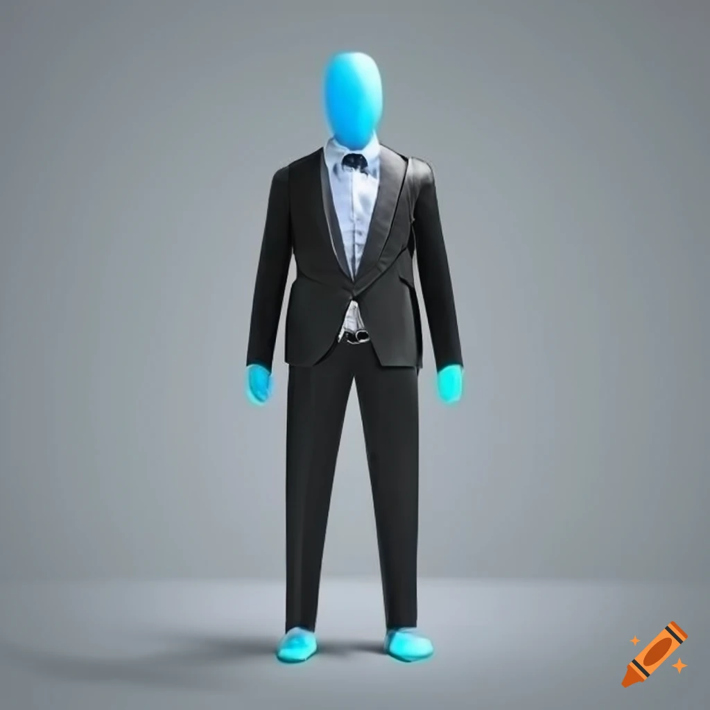 Faceless figure in a fit outfit of tuxedo vest and dress pants with ...