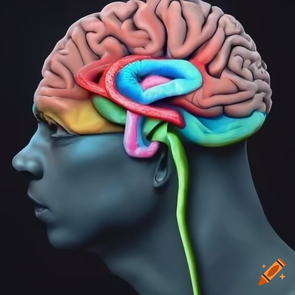 Colorful hyper realistic brain with intricate details on Craiyon