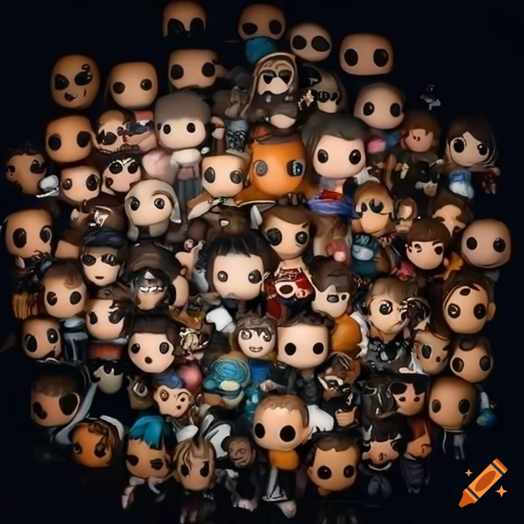Collection of funko pop figurines on Craiyon