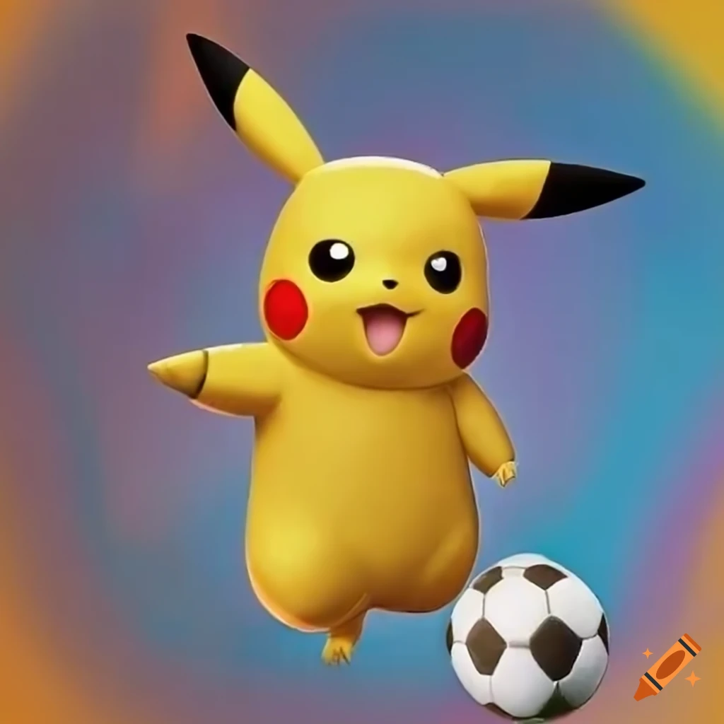 Pikachu playing football on Craiyon
