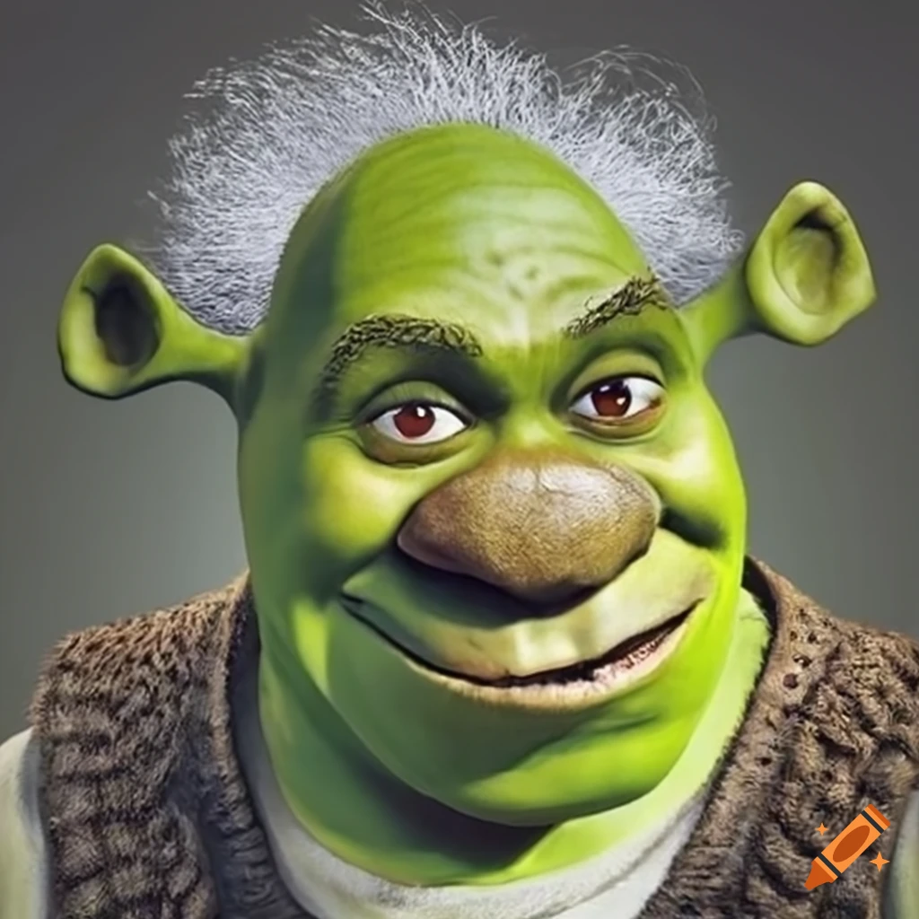 Shrek as einstein in a humorous mashup on Craiyon