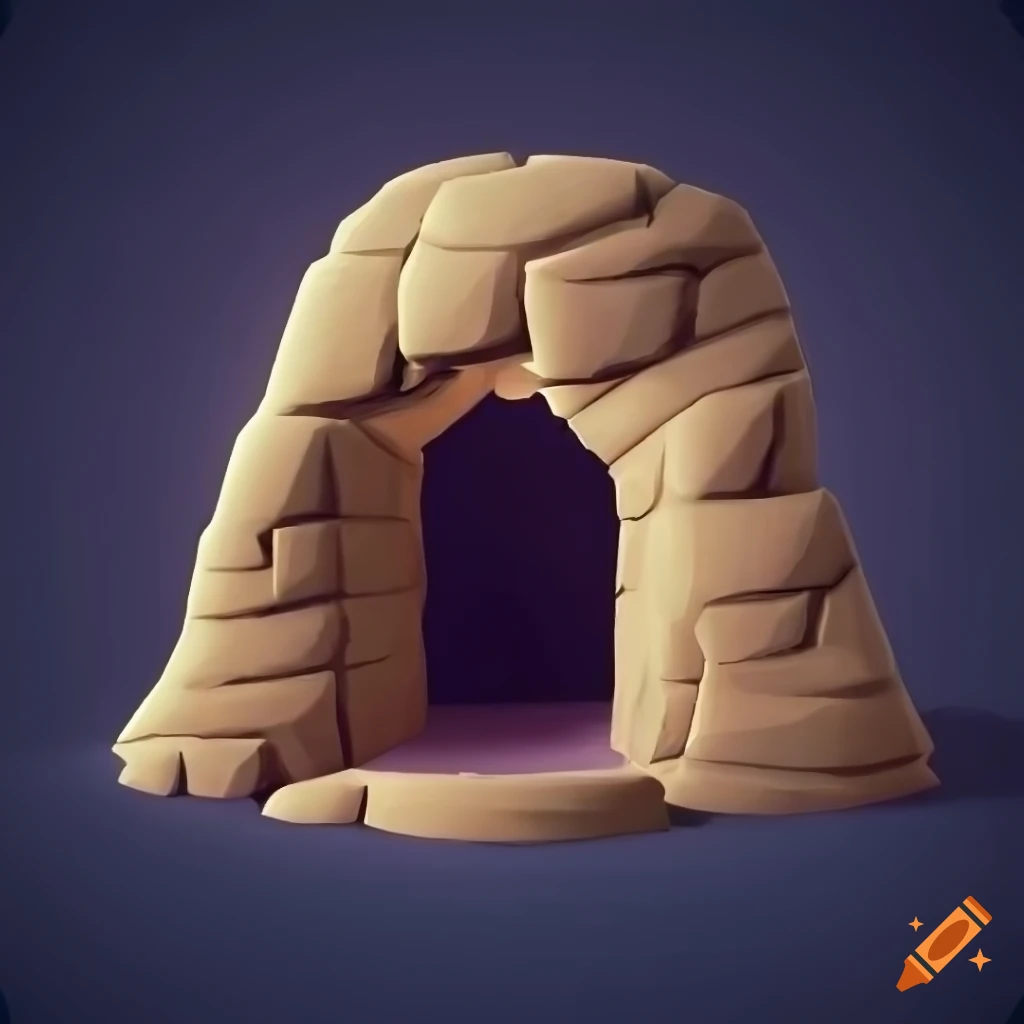 Stylized cave entrance on Craiyon