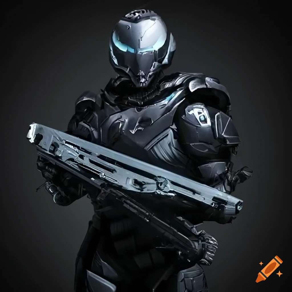 Futuristic character with high-tech laser weapon on Craiyon