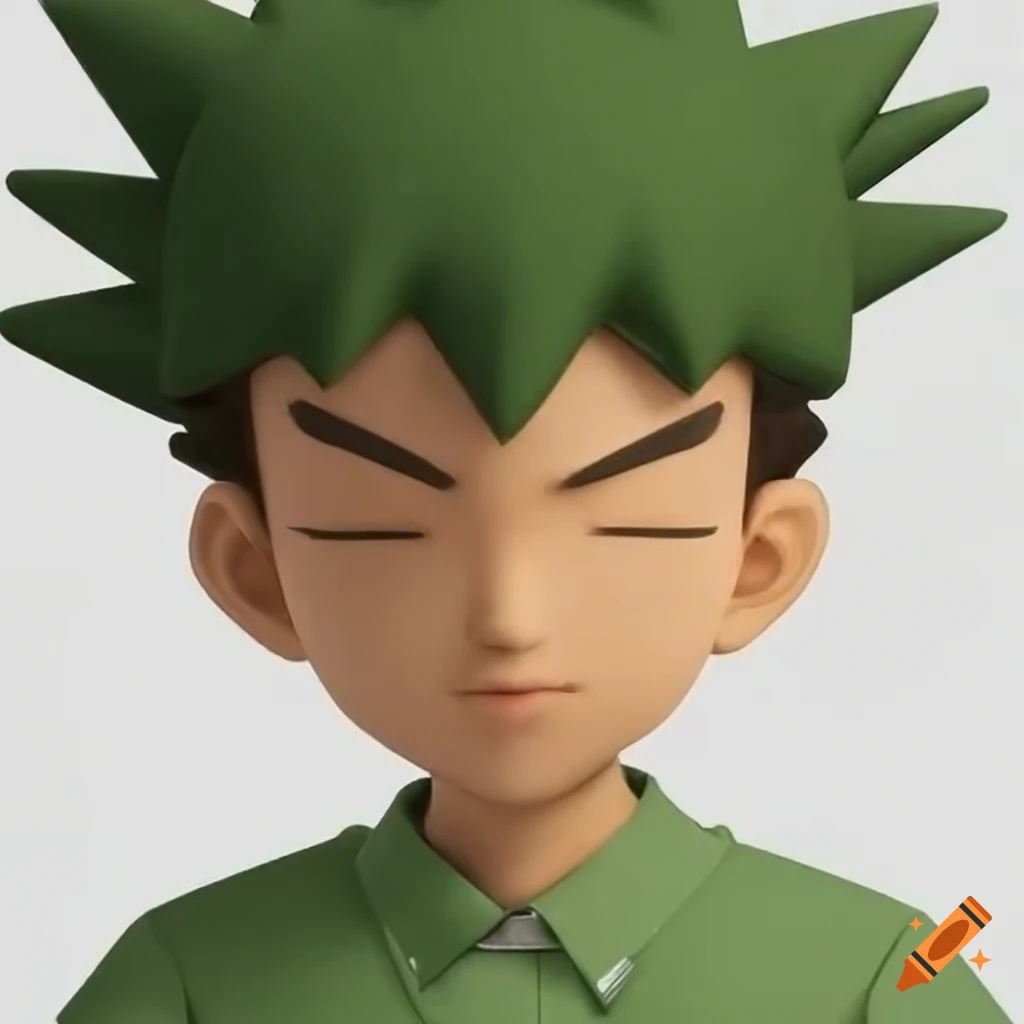 Brock from pokemon in green against a white background on Craiyon