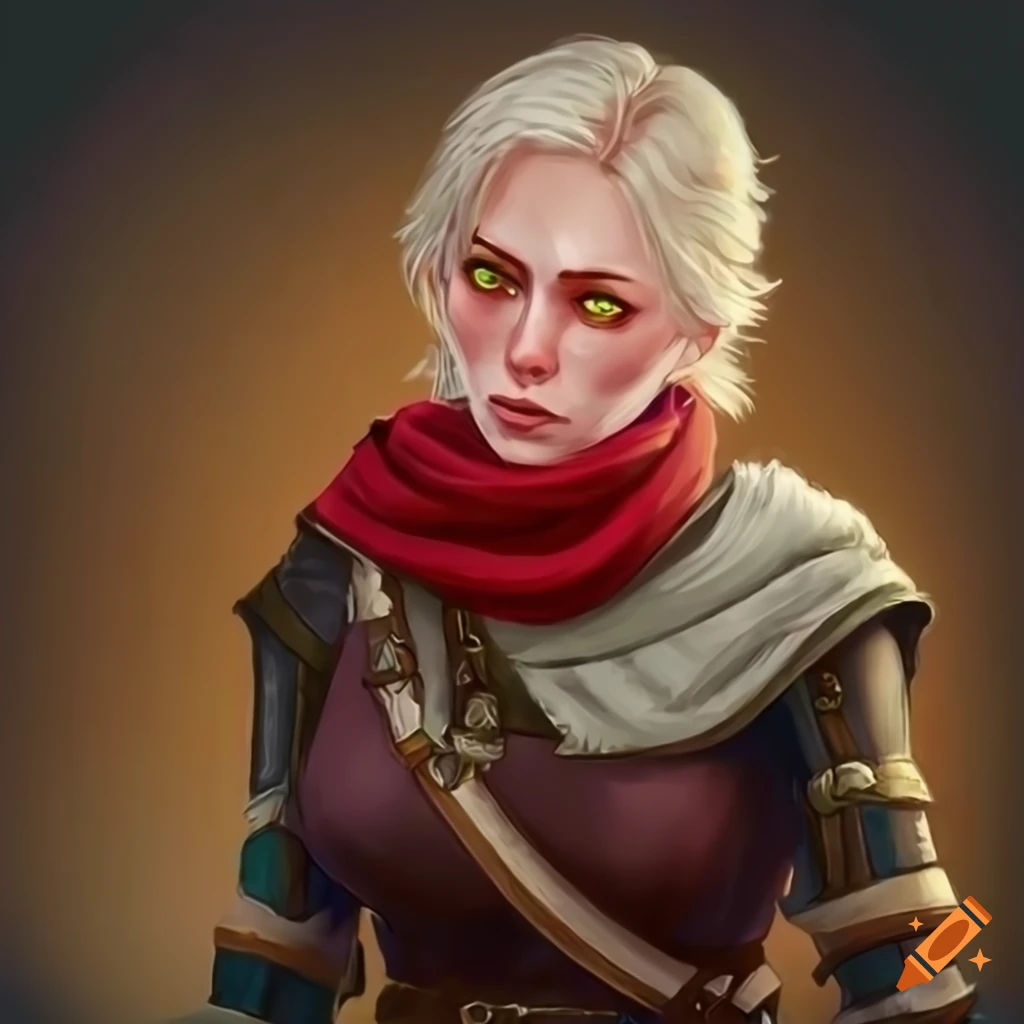 Female Witcher Of The Gryphon School With Short Blond Hair Swords And female-witcher-of-the-gryphon-school-with-short-blond-hair-swords-and