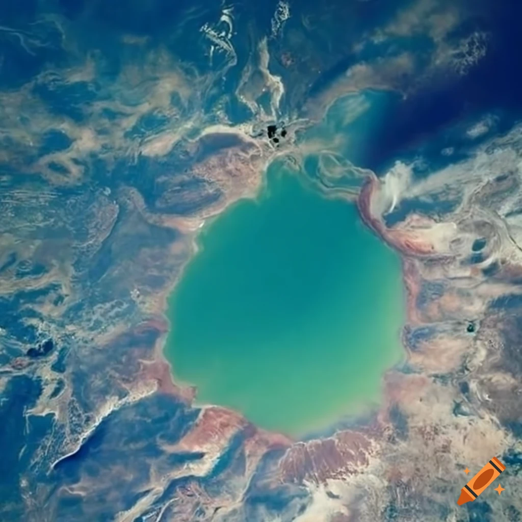 Salt lake view of turkey from space on Craiyon