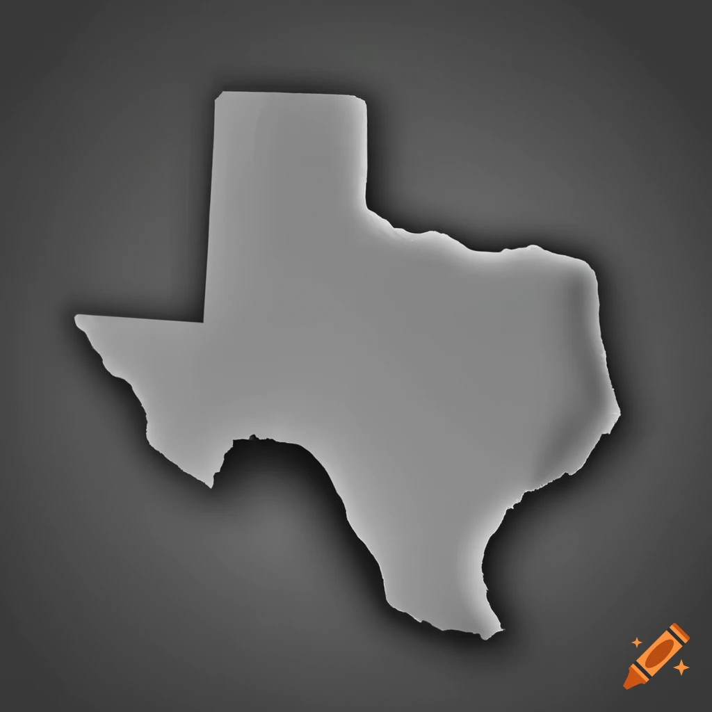 Monochrome 3D outline of the state of Texas on Craiyon