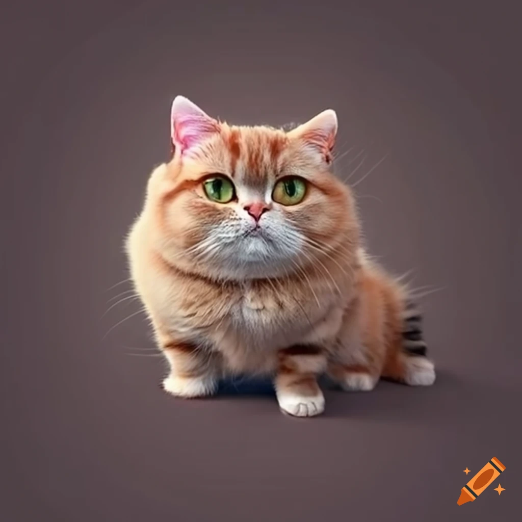 Cute fluffy fat cat on Craiyon