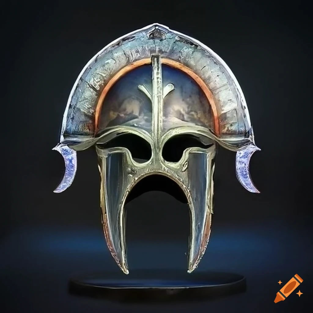 Light magical fantasy open helmet detailed front view on Craiyon