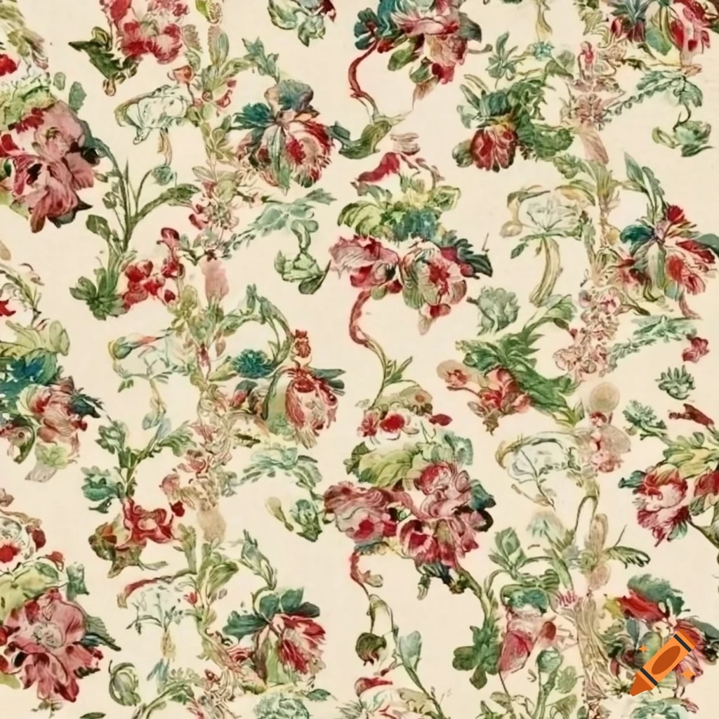 18th century french floral seamless pattern on Craiyon