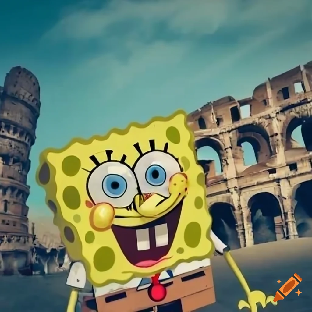 Spongebob squarepants in the colosseum rome italy on Craiyon