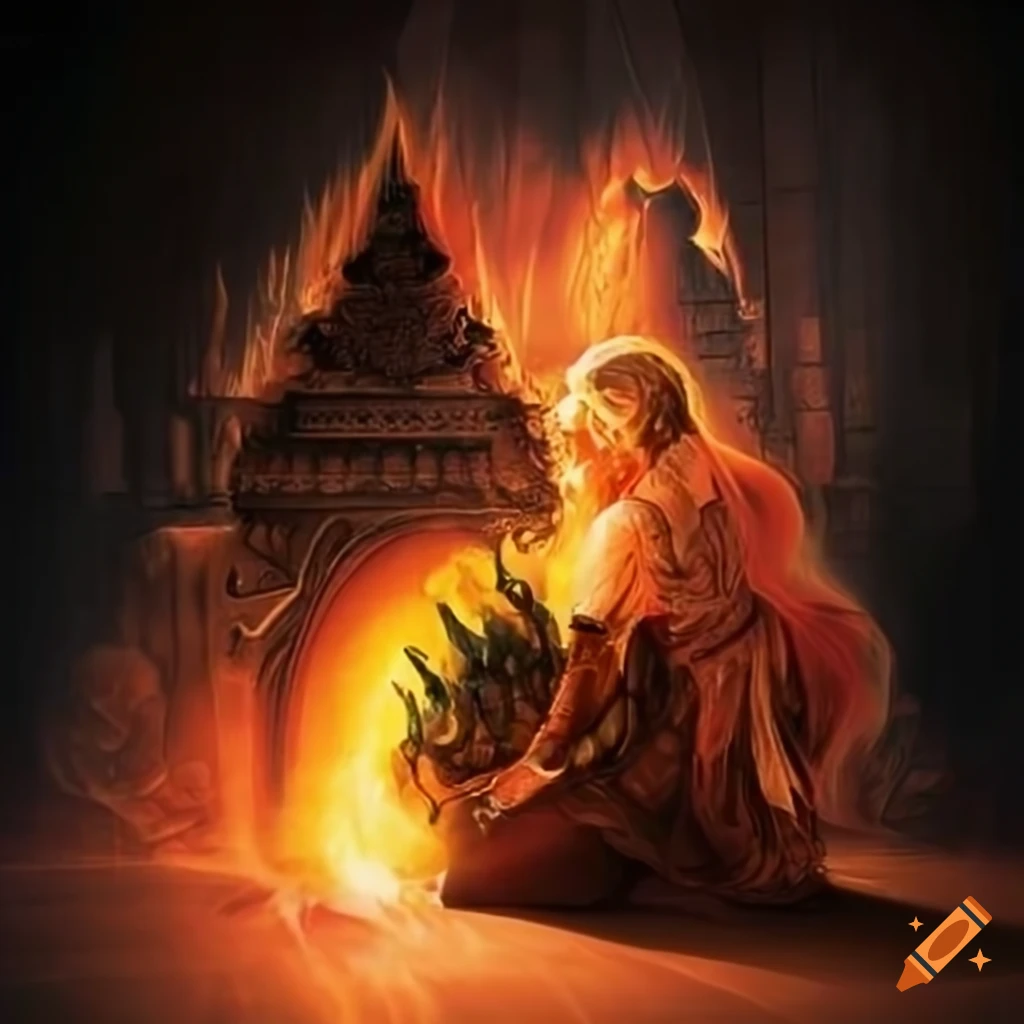 Artwork depicting a house of flame and shadow on Craiyon