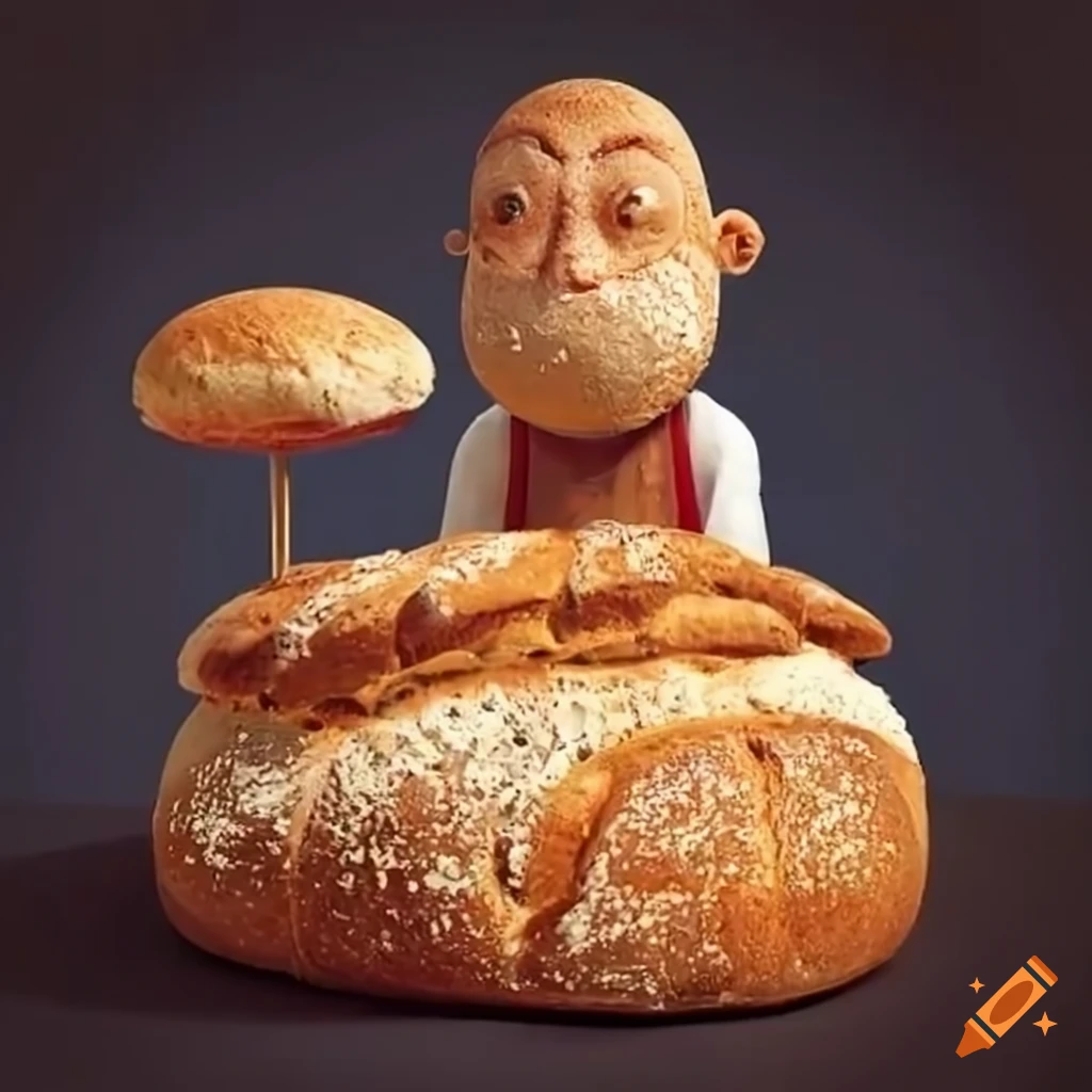 Bread guy actively baking bread on Craiyon