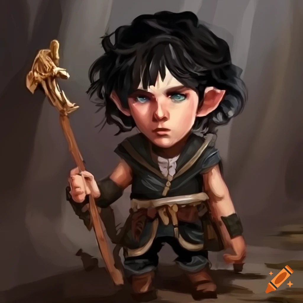 D&D young Gnome wizard pirate with black hair, male character design on ...