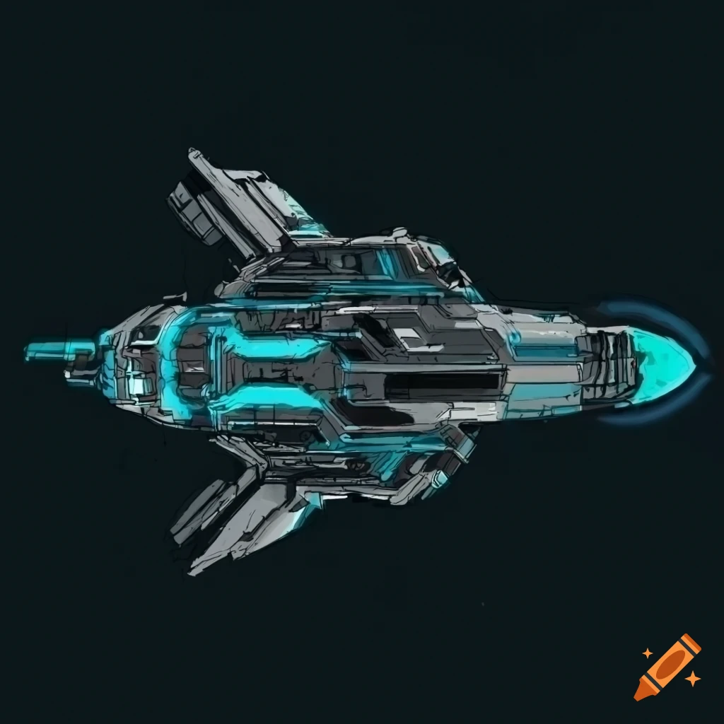 Top down view of a futuristic spaceship design on Craiyon