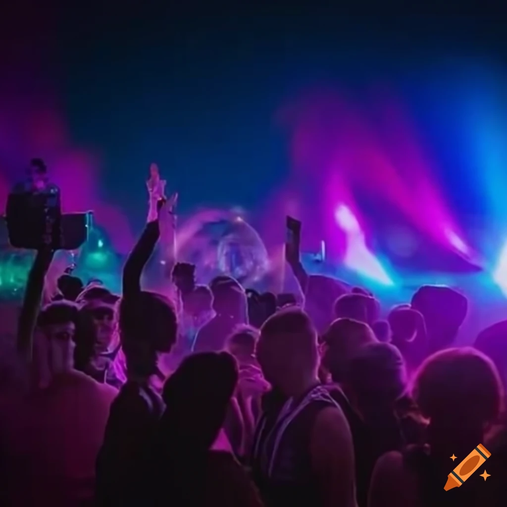 Outdoor rave party at the M25 Orbital motorway on Craiyon