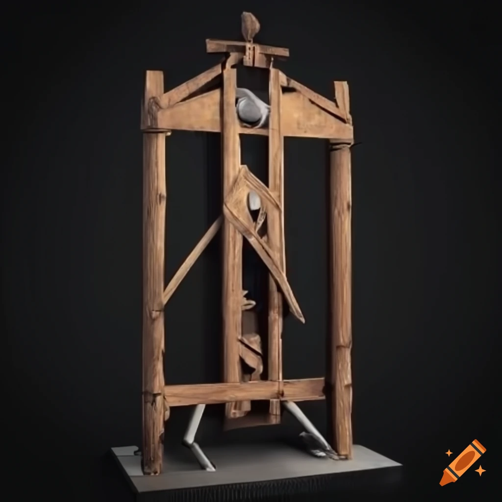 Photorealistic guillotine in front view on Craiyon