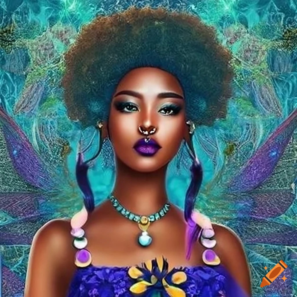 Ethereal african fairy with glasses and septum piercing on Craiyon