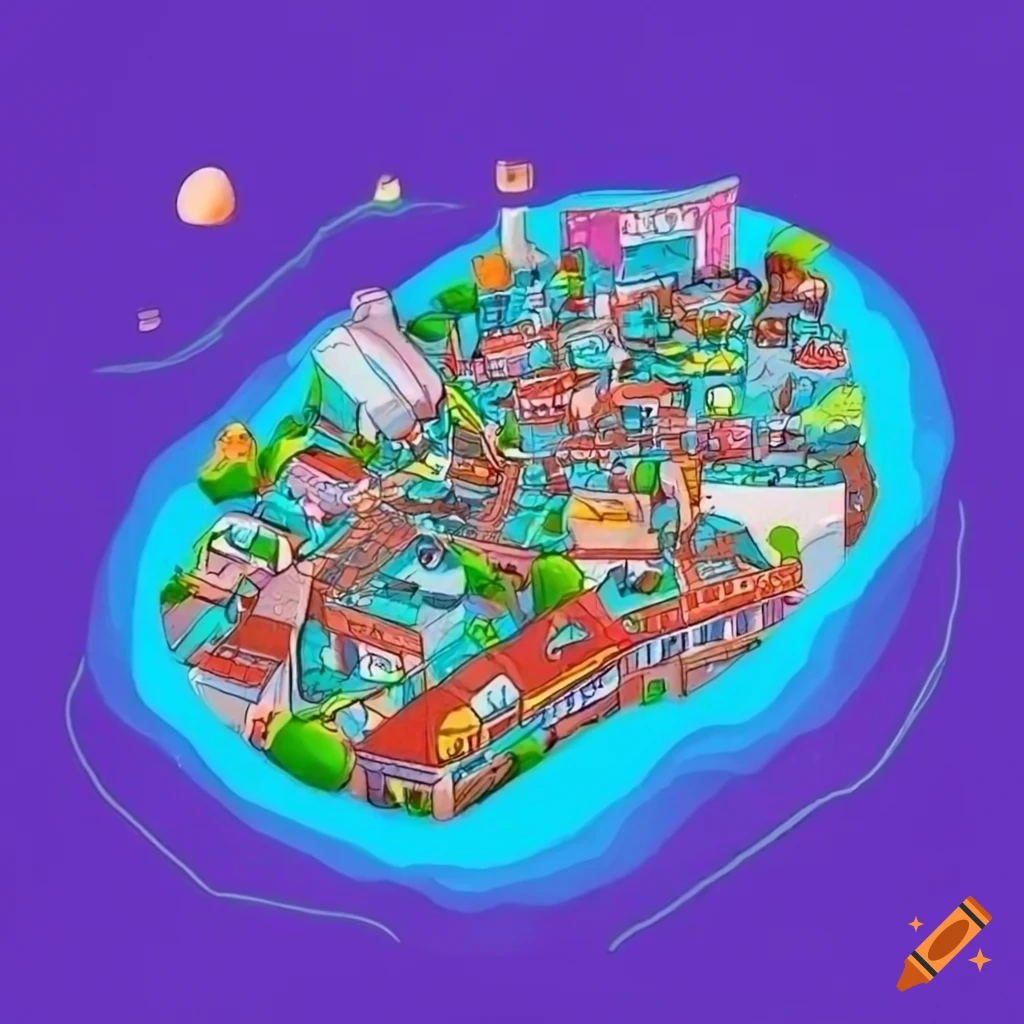 Cartoon map of beeston, nottingham with community centers on Craiyon