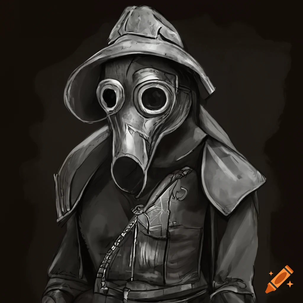 Man in plague doctor mask and leather armor wielding a rapier in dark ...