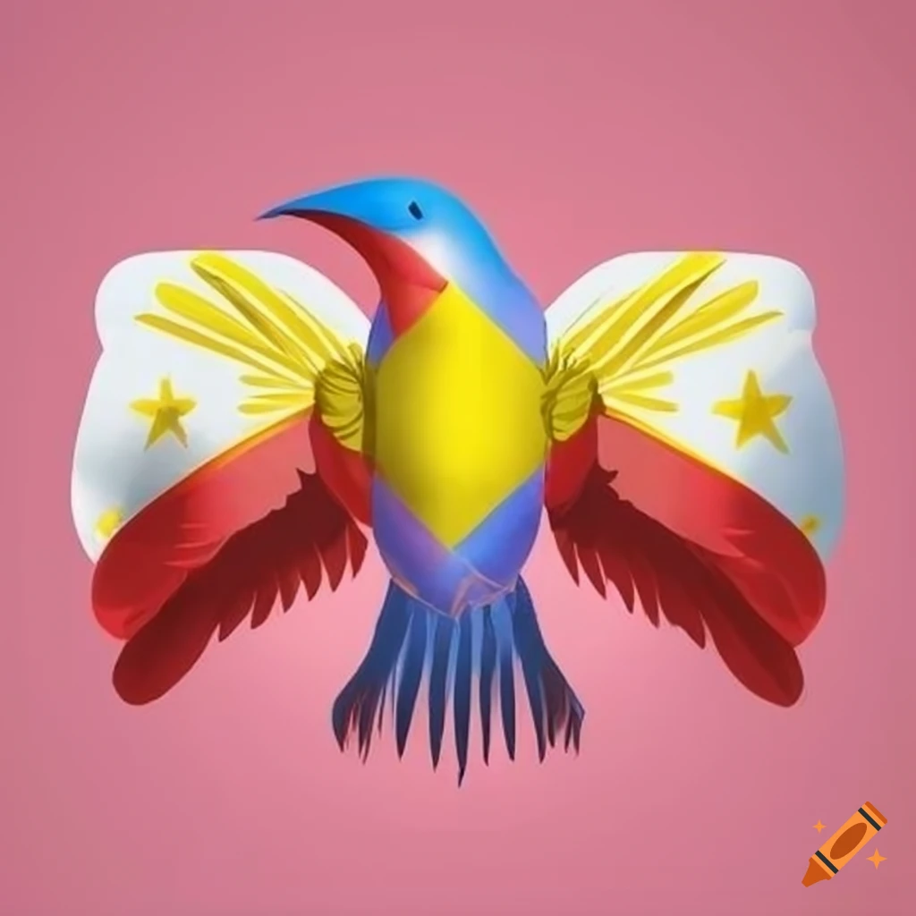 Bird with wings designed like the philippine flag on Craiyon