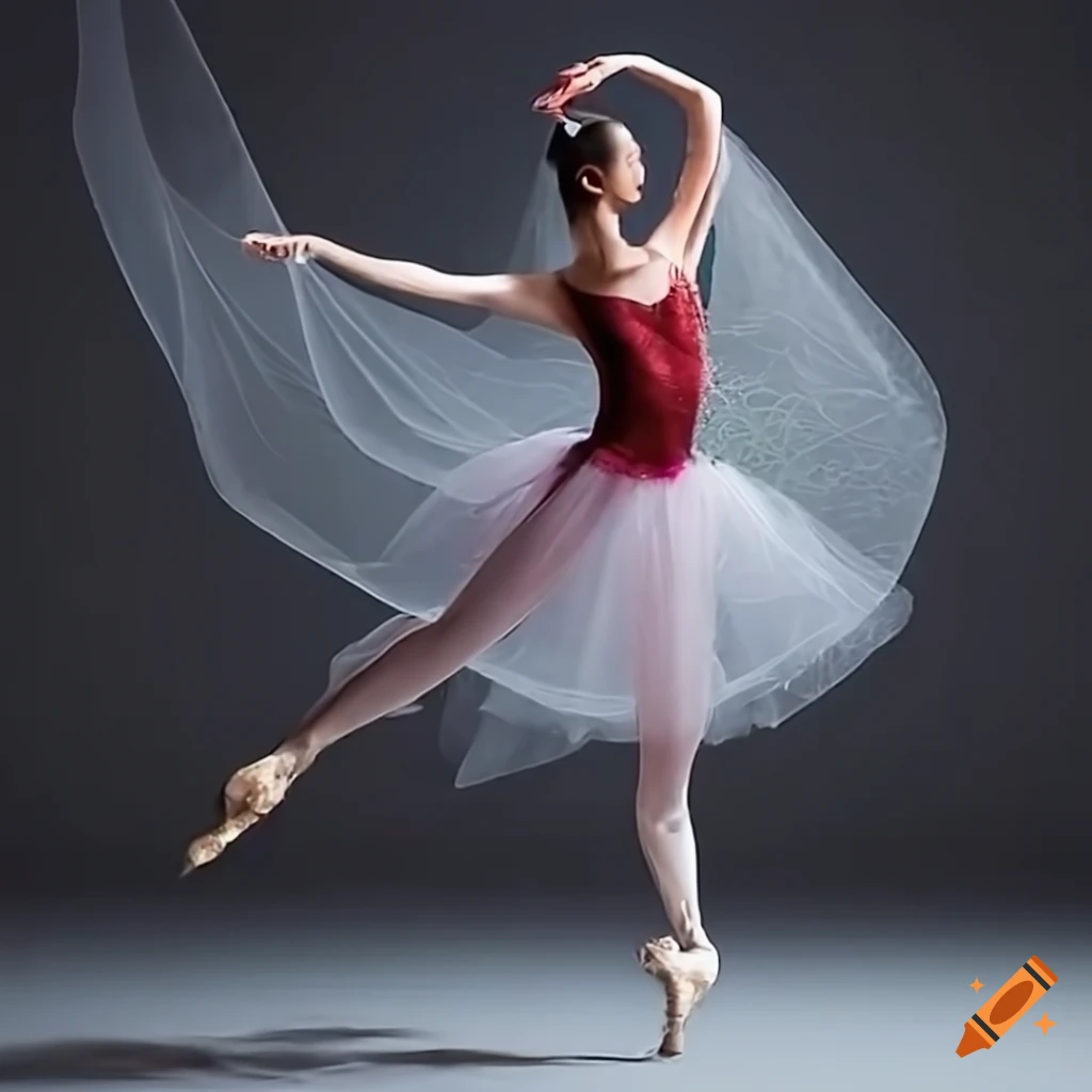Beautiful ballerina dancing with a veil and hat in 4k resolution on Craiyon
