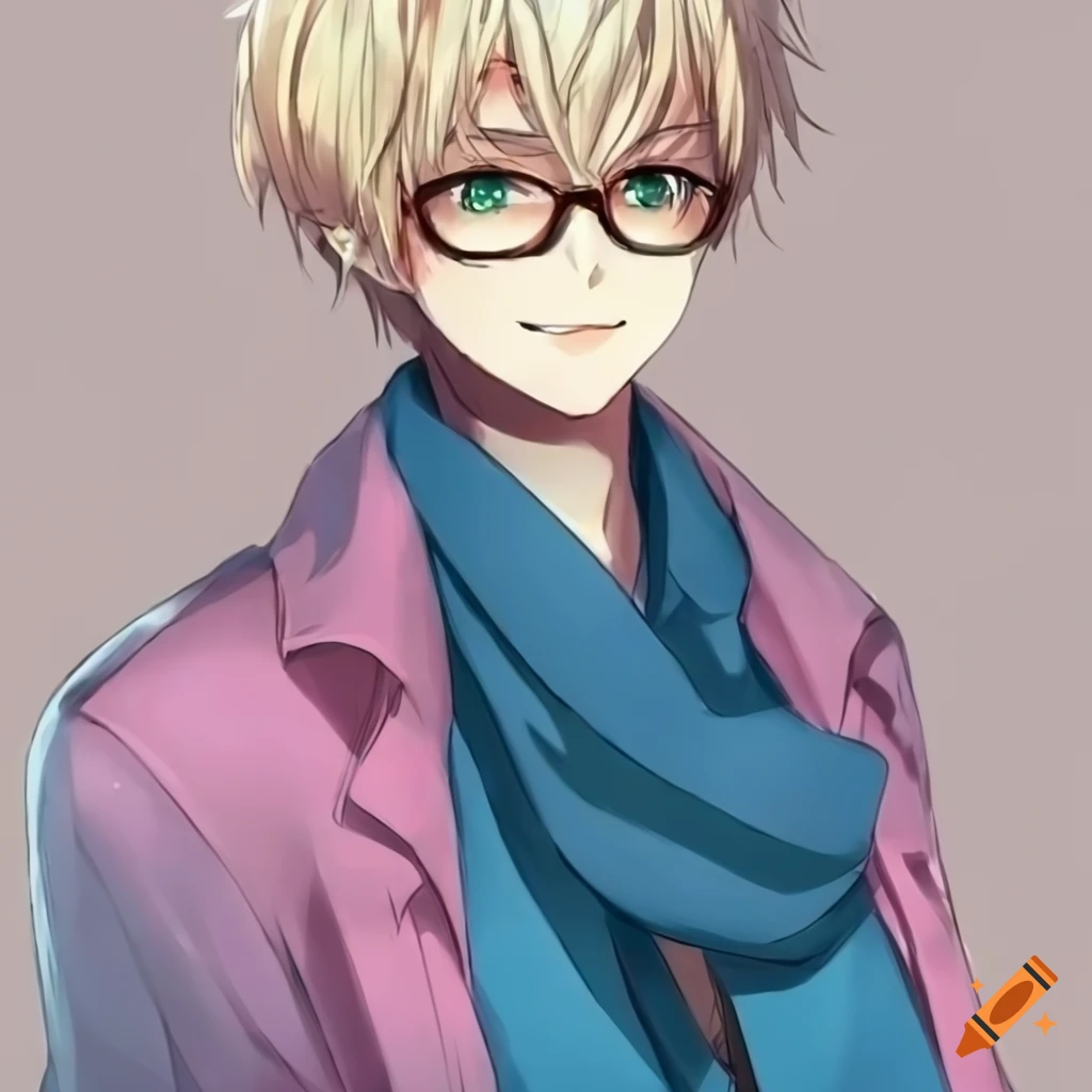 Cute Anime Guy With Blonde Hair Glasses Pink Coat And Blue Scarf cute-anime-guy-with-blonde-hair-glasses-pink-coat-and-blue-scarf