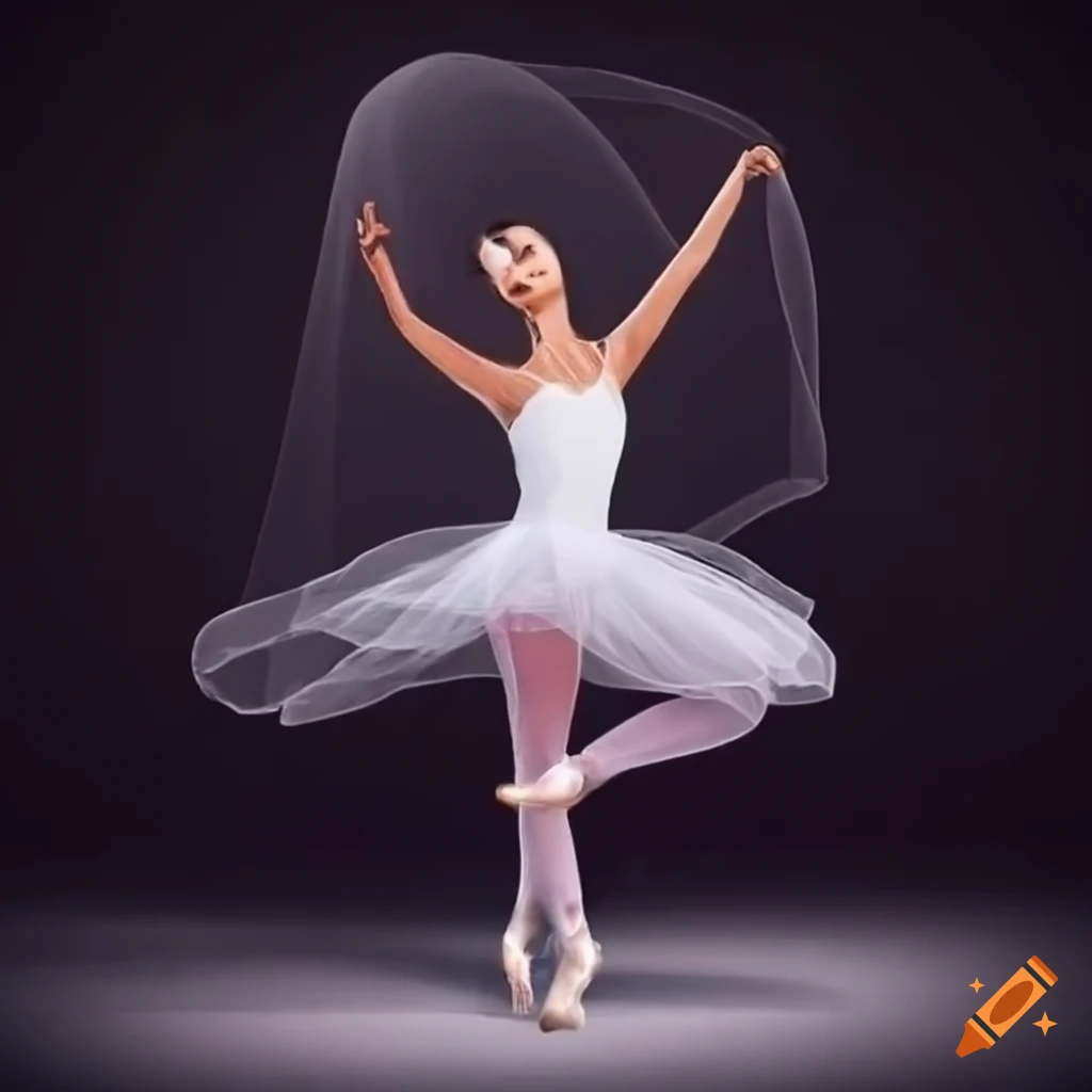 Elegant ballerina performing with a veil and hat on Craiyon