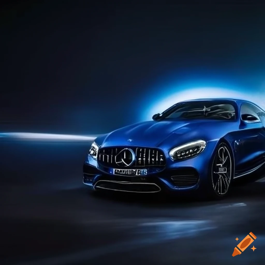 Luxury and power: metallic blue mercedes-amg sports car on Craiyon